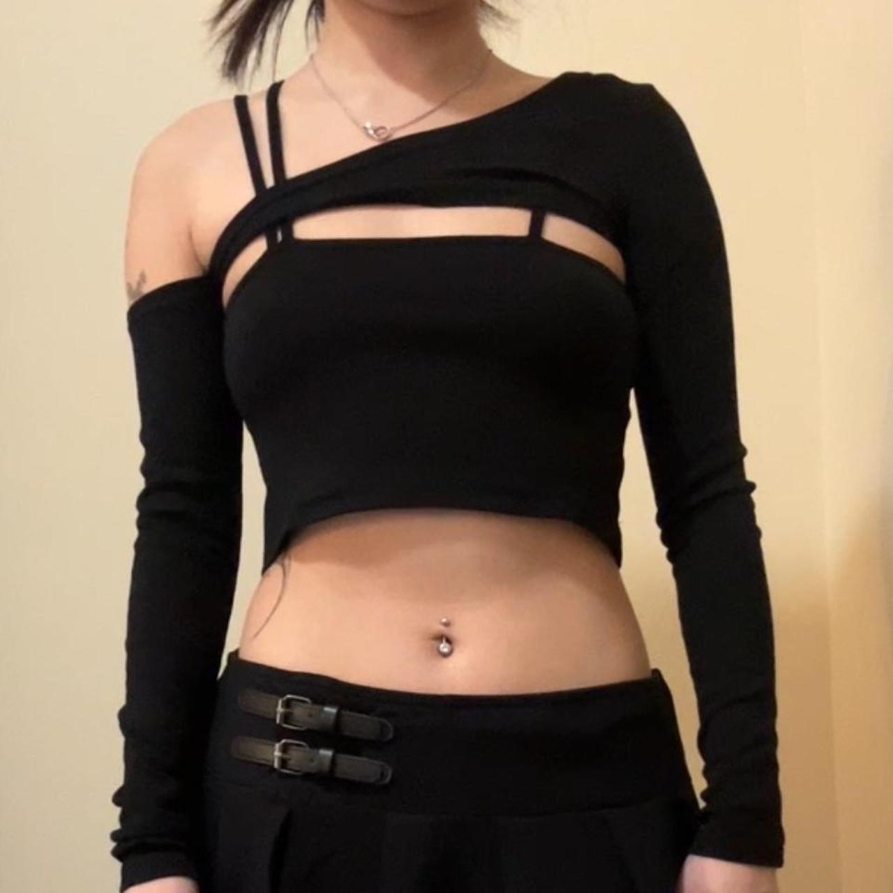 Asymmetrical black two piece set top. Subversive /... - Depop