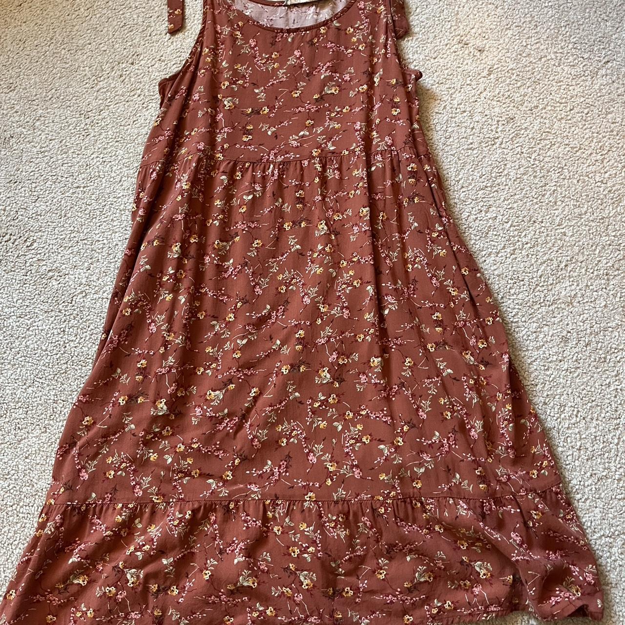 small pink floral flowy sundress only worn once... - Depop