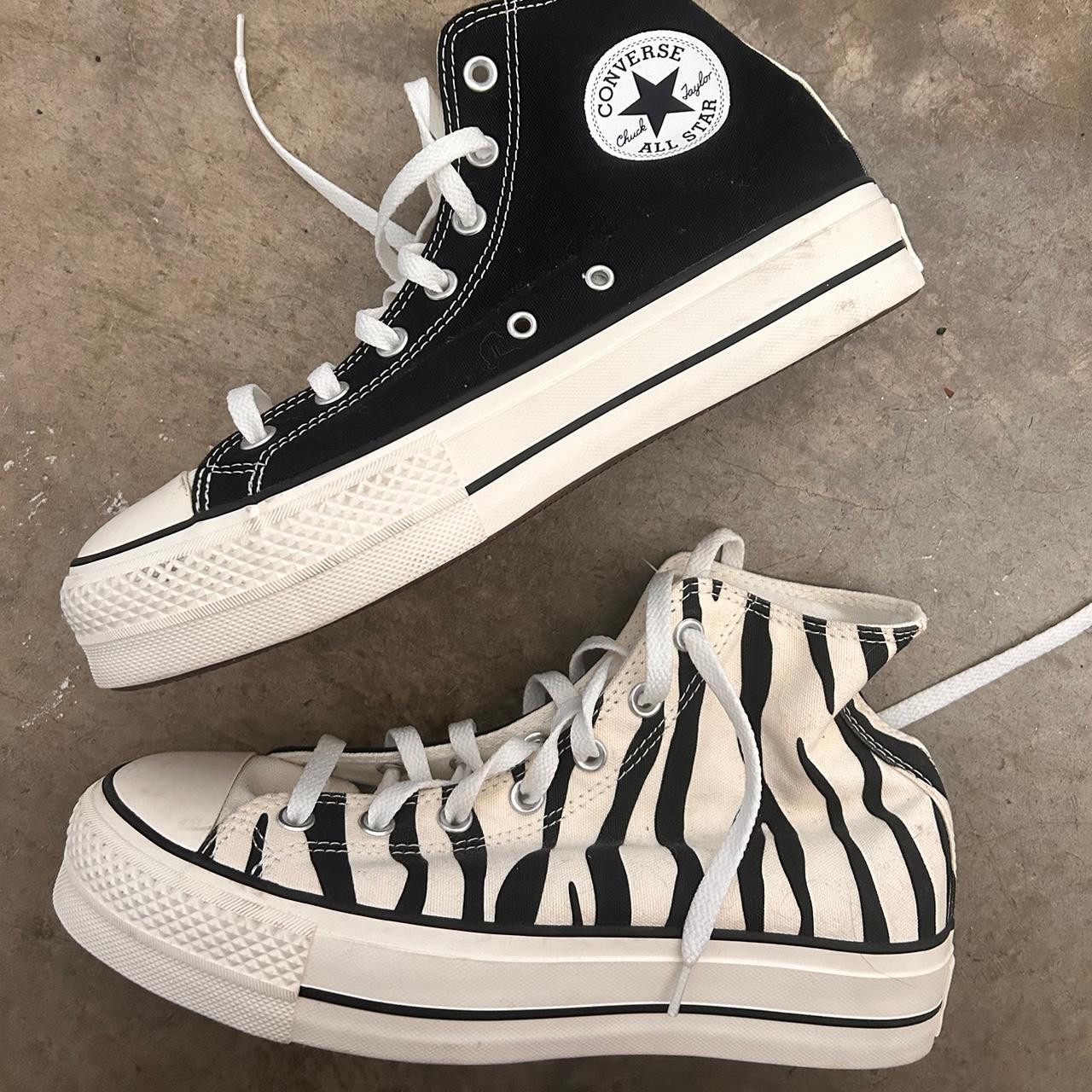 black and zebra platform converse | Depop