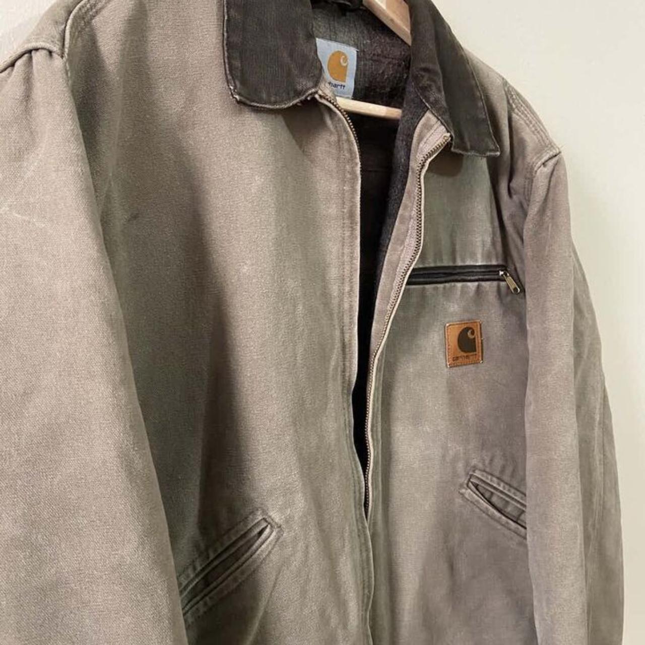 Vintage 90s Carhartt zip up jacket - brown Size... - Depop