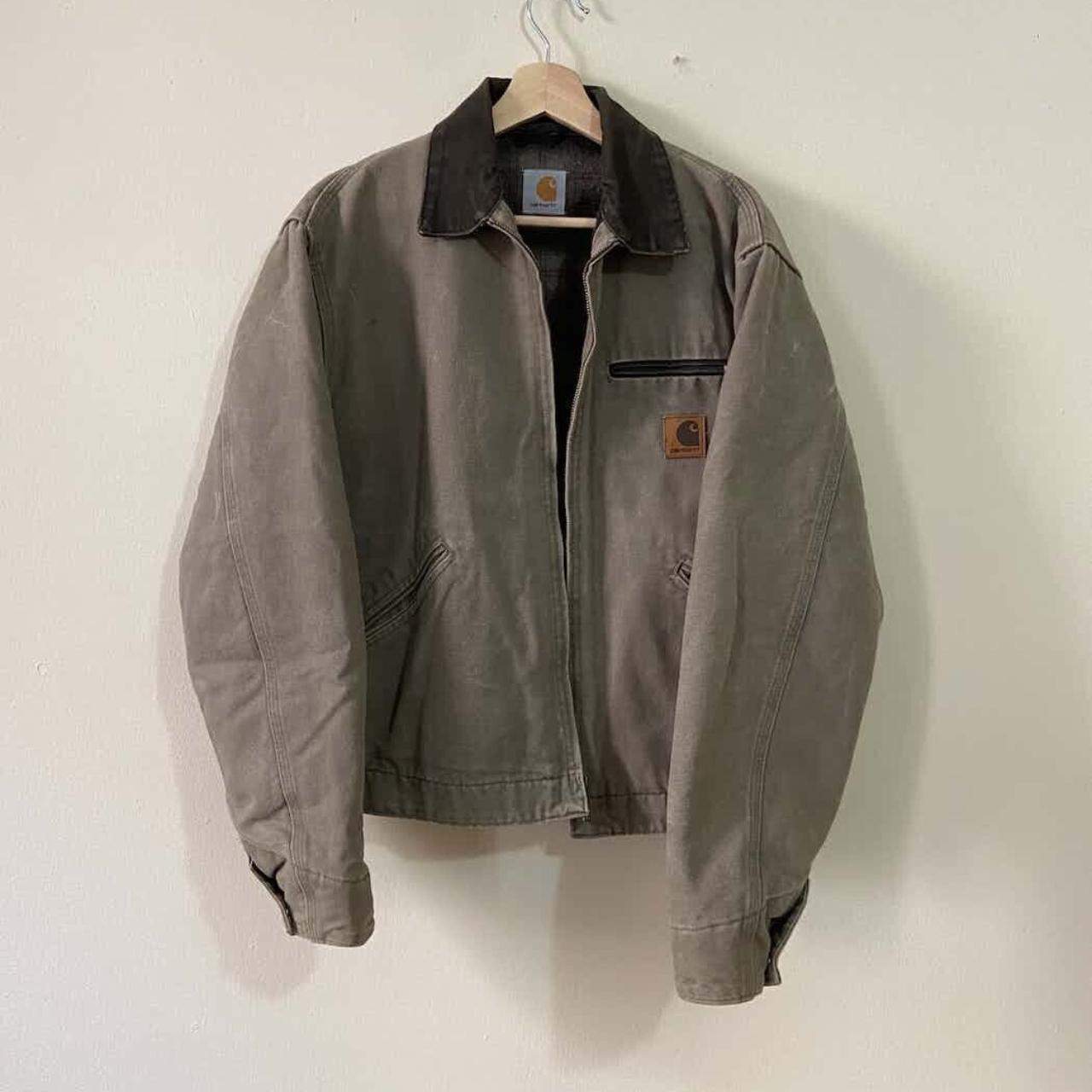 Vintage 90s Carhartt zip up jacket - brown Size... - Depop