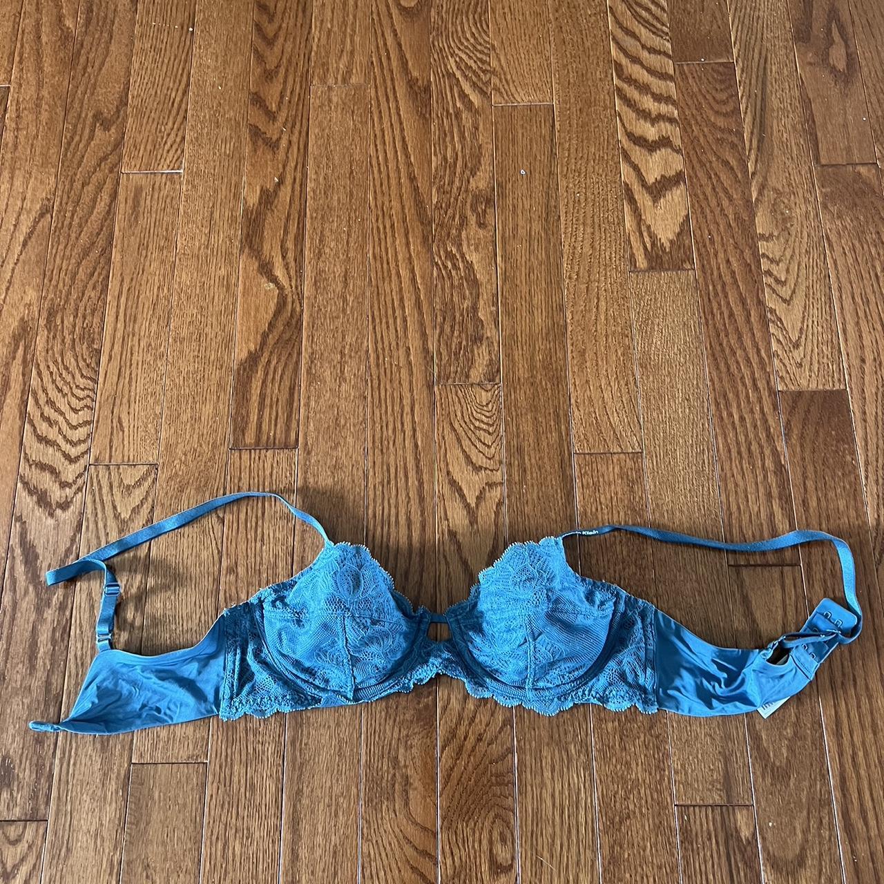 calvin klein blue/turquoise bra. underwire and lace... - Depop