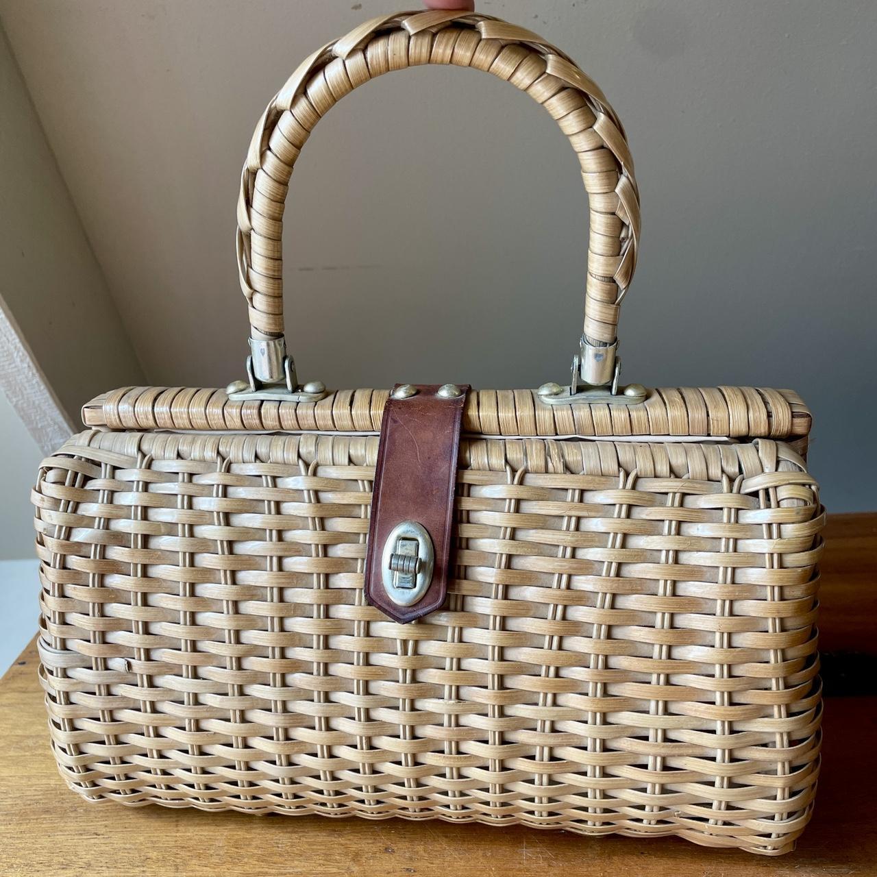 Vintage cane Handbag. Double sided. Made in Hong... - Depop