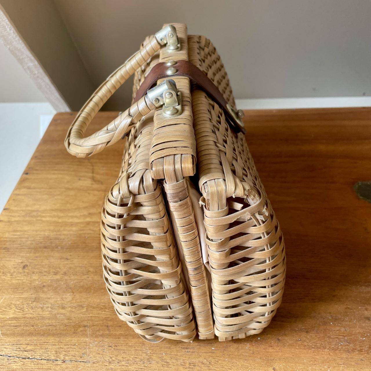 Vintage cane Handbag. Double sided. Made in Hong... - Depop