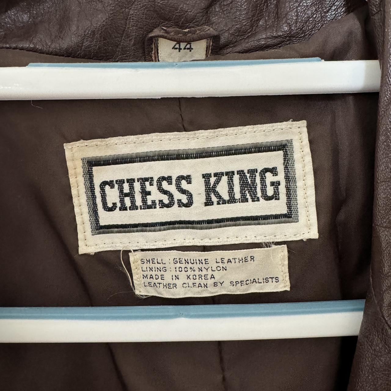 Vintage Chess King Brown Leather Jacket #vintage... - Depop