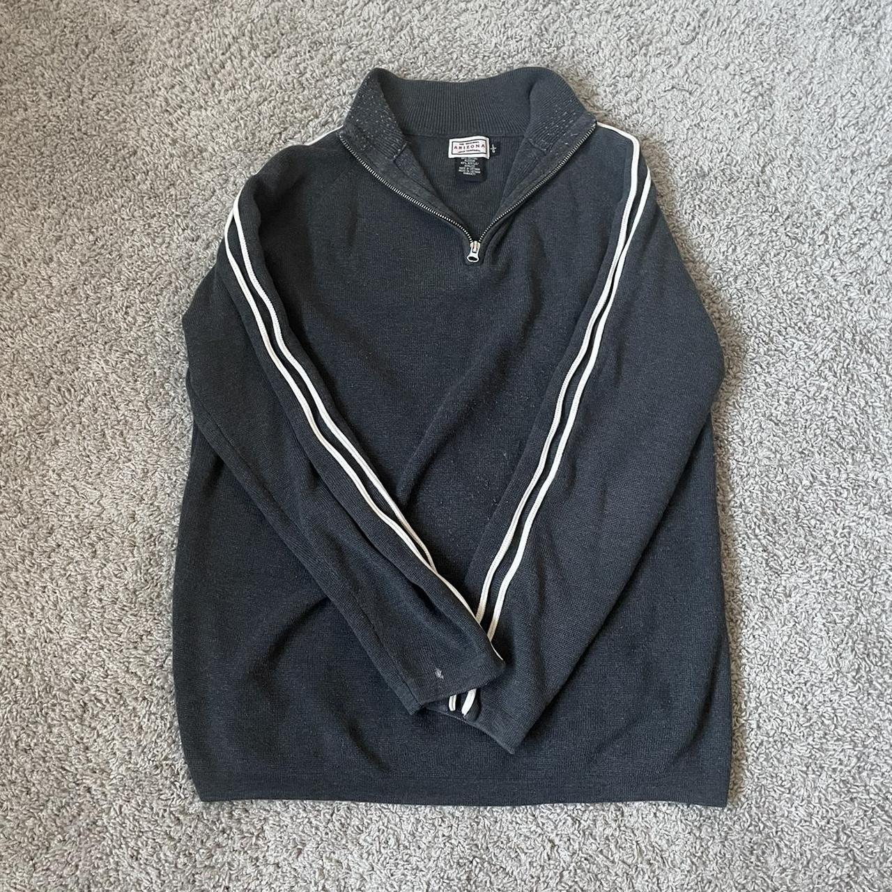 Arizona Jean Company Quarter Zip Striped Sweater -... - Depop