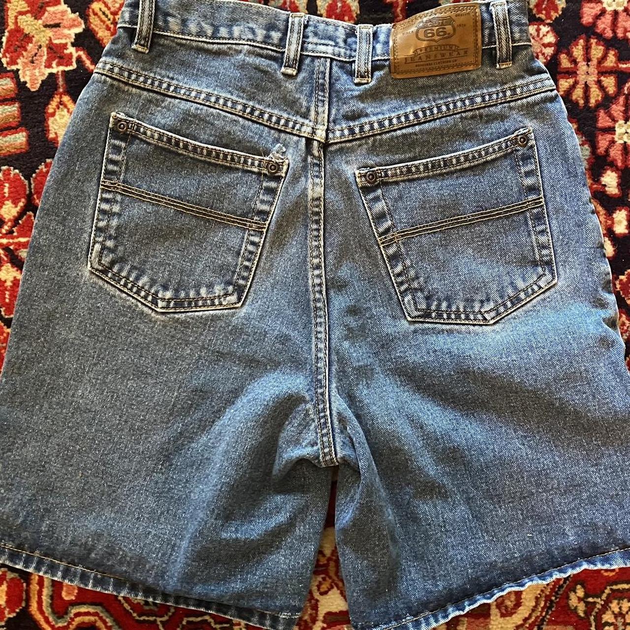 Vintage high waist denim Route 66 shorts Small... - Depop
