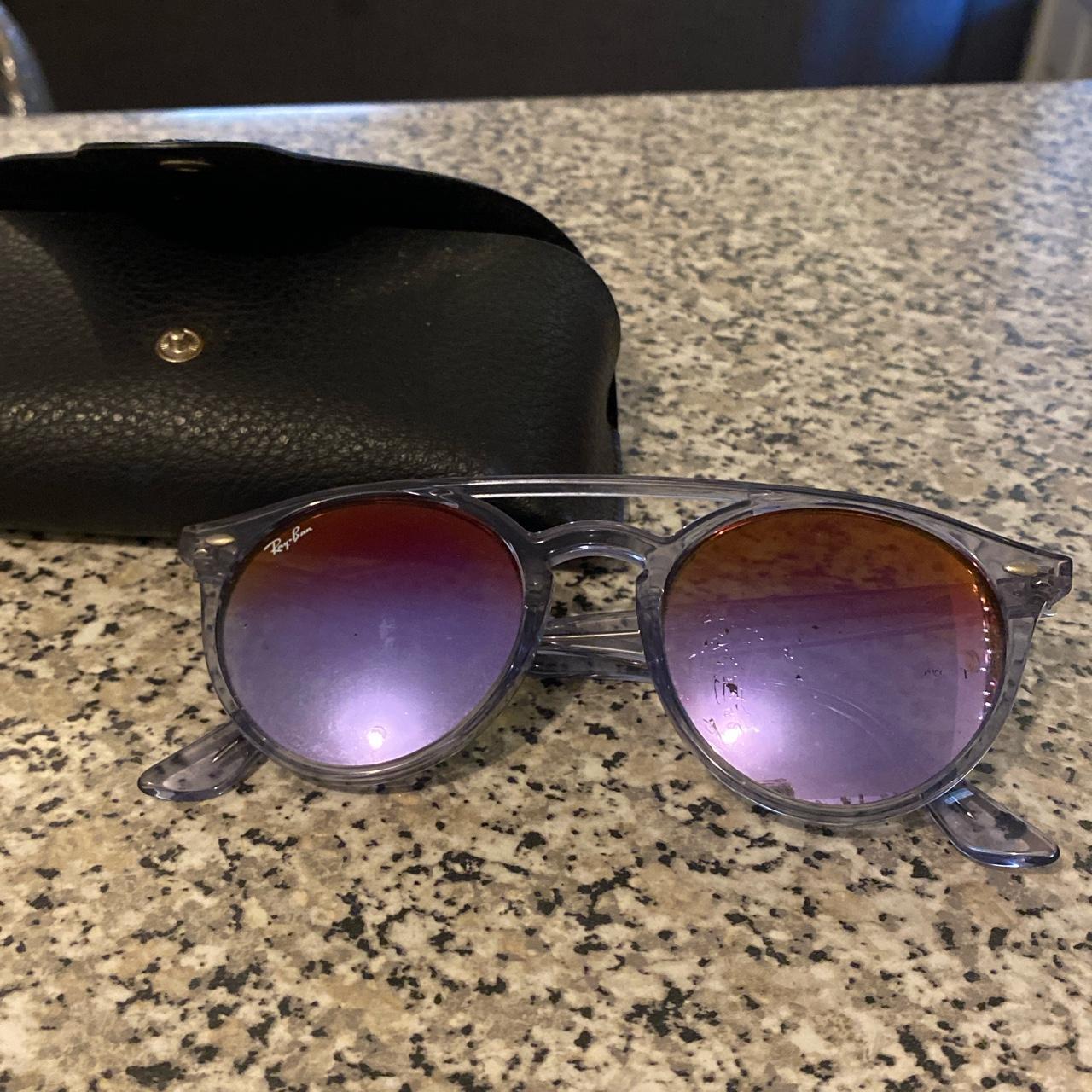 Sky blue Ray-Ban sunglasses, reflective lenses,... - Depop