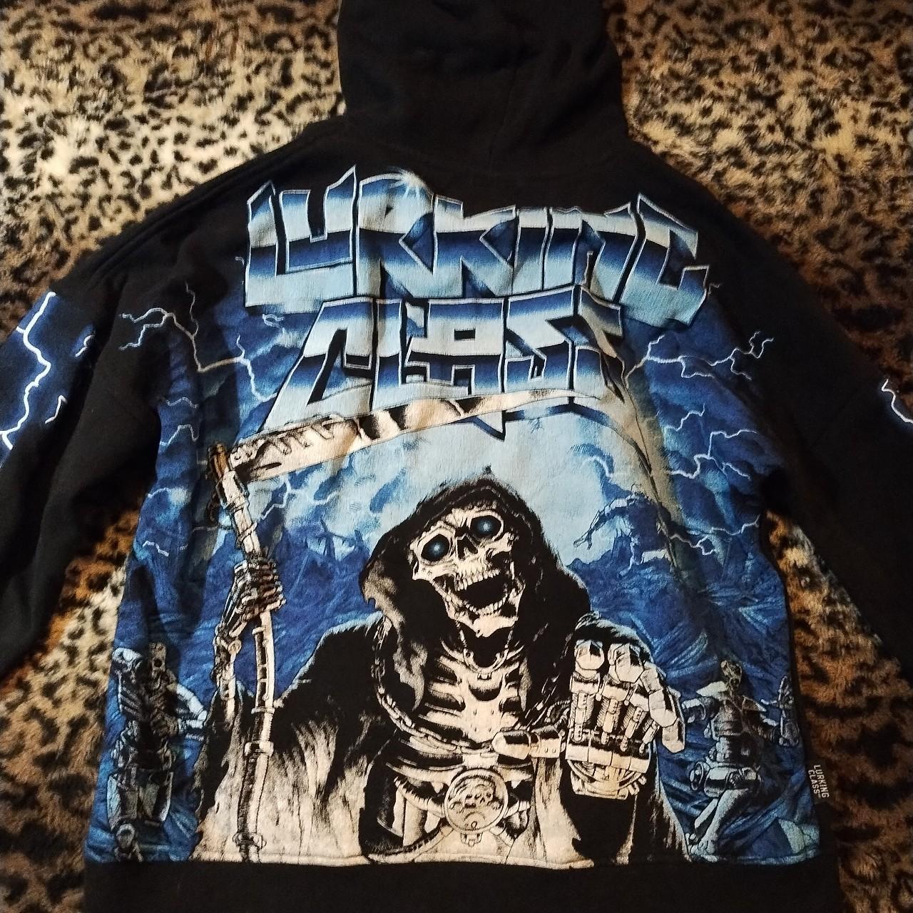 Lightning blue lurking class hoodie Grim reaper... | Depop