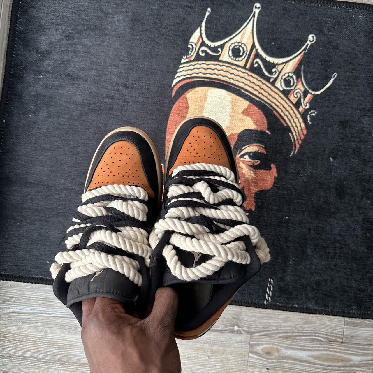 Jordan 1 Rope Lace - SBB 🍊 Aged, Black / Orange UK... - Depop