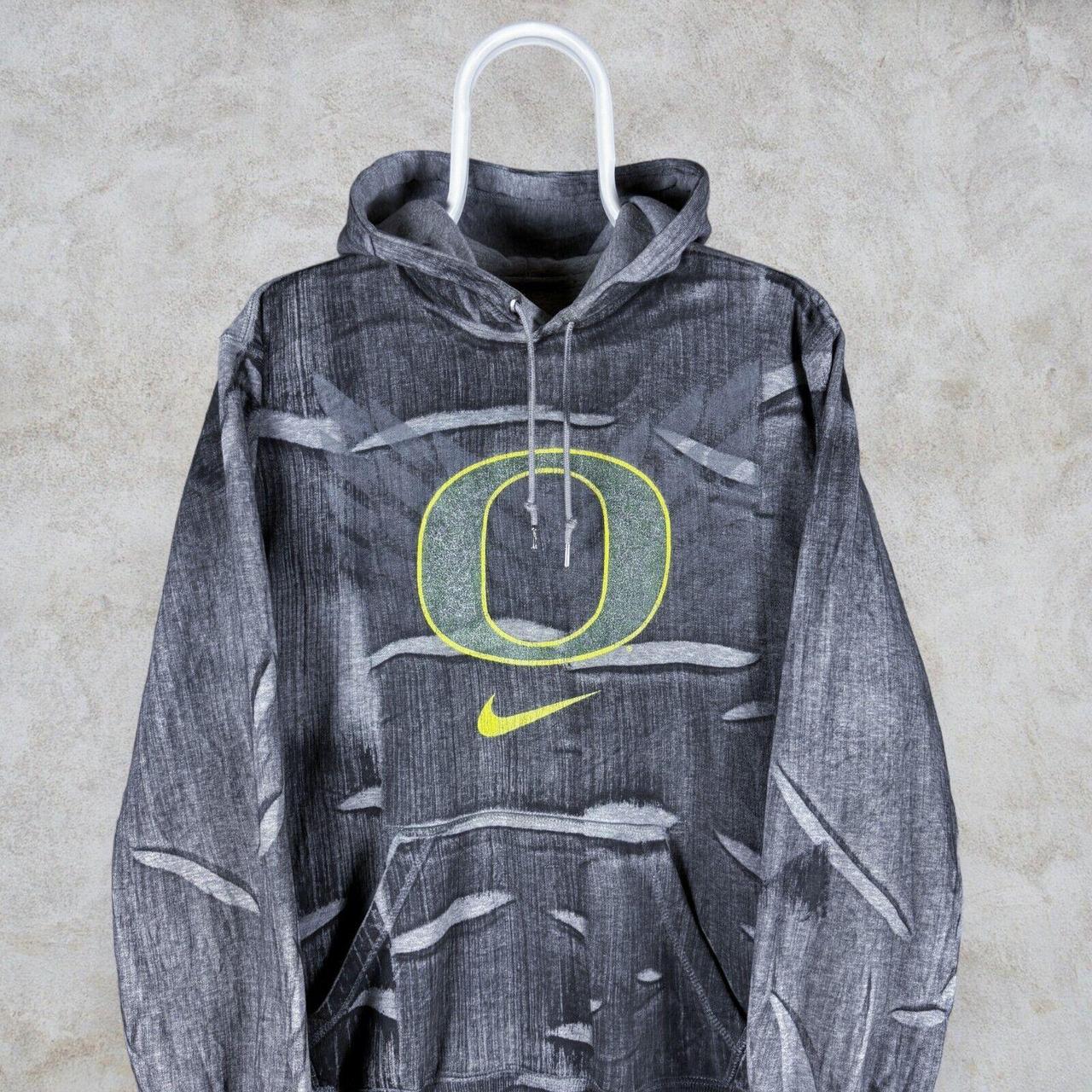 Vintage Nike Hoodie Grey Acid Wash Reworked Oregon... - Depop