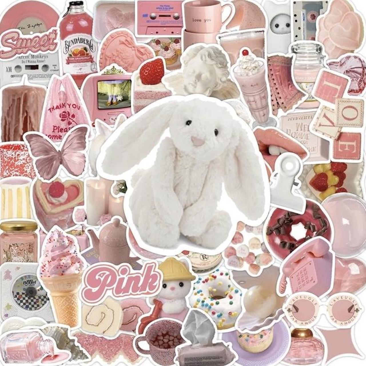 50 Pcs Cute Stickers, Pink Theme, DIY, scrapbooking,... - Depop