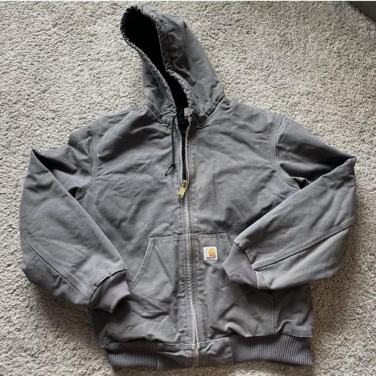 Carhartt Hoodie Jacket J140 MEDIUM Grey Gravel GVL... - Depop