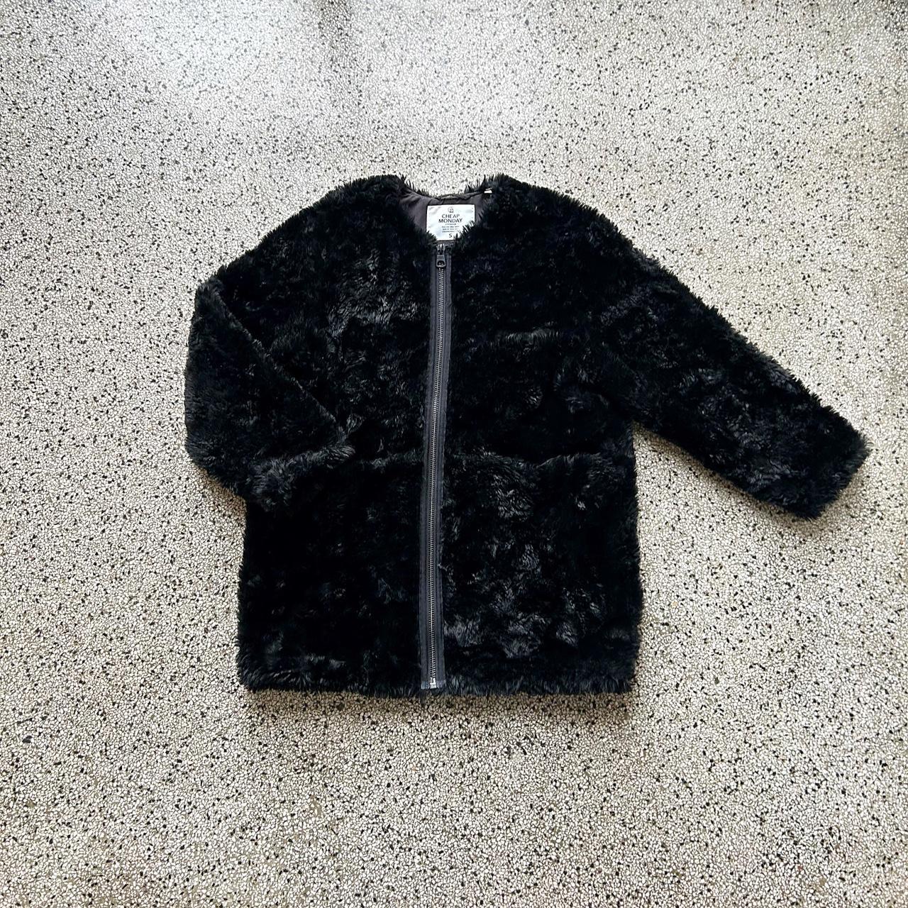 Cheap Monday Black Faux Fur Coat Urban Outfitters... - Depop
