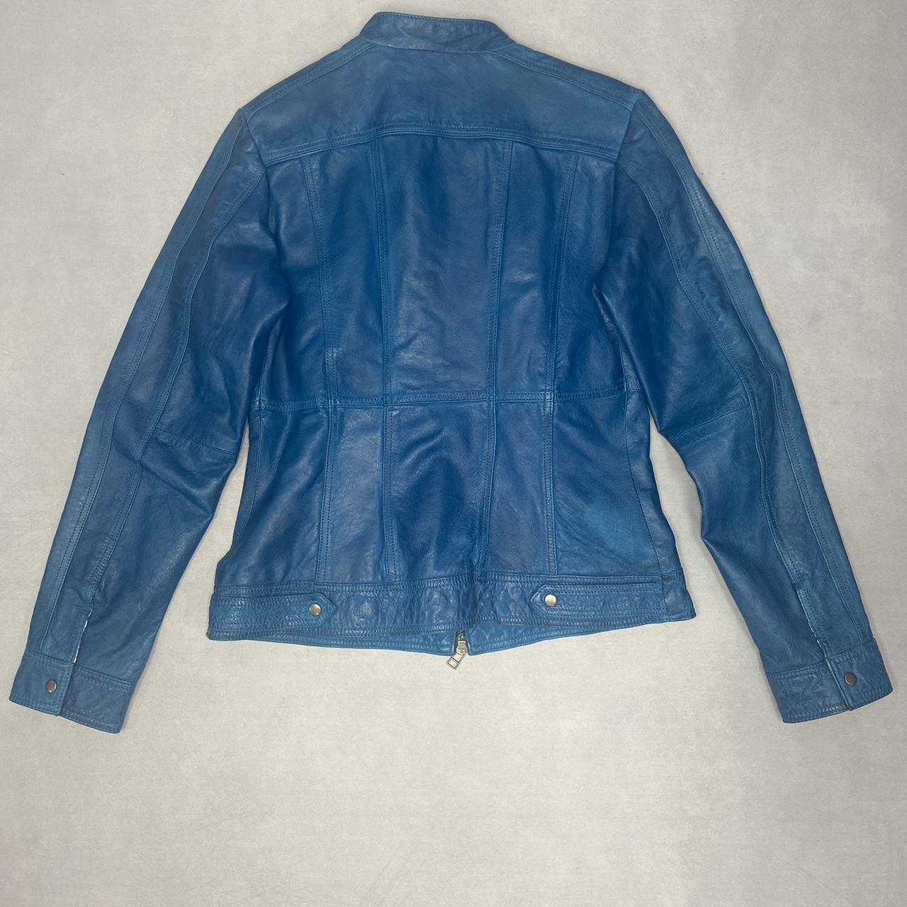 Women’s blue Danier leather jacket. In great condition! - Depop