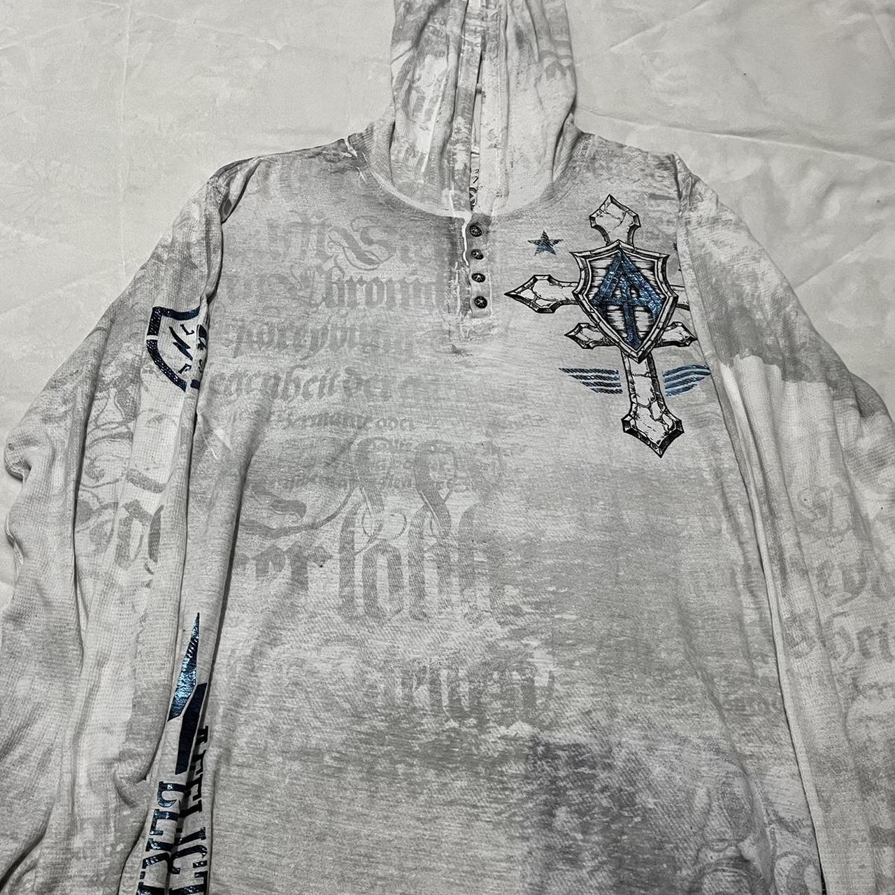 White affliction hoodie☠️🖤🤍 Size XL no flaws perfect... - Depop