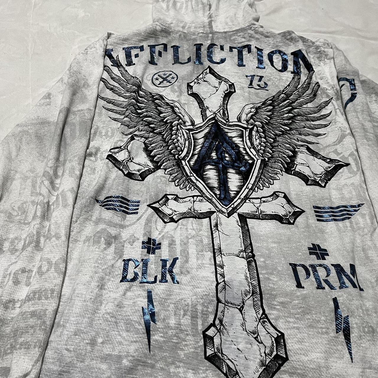 White affliction hoodie☠️🖤🤍 Size XL no flaws perfect... - Depop