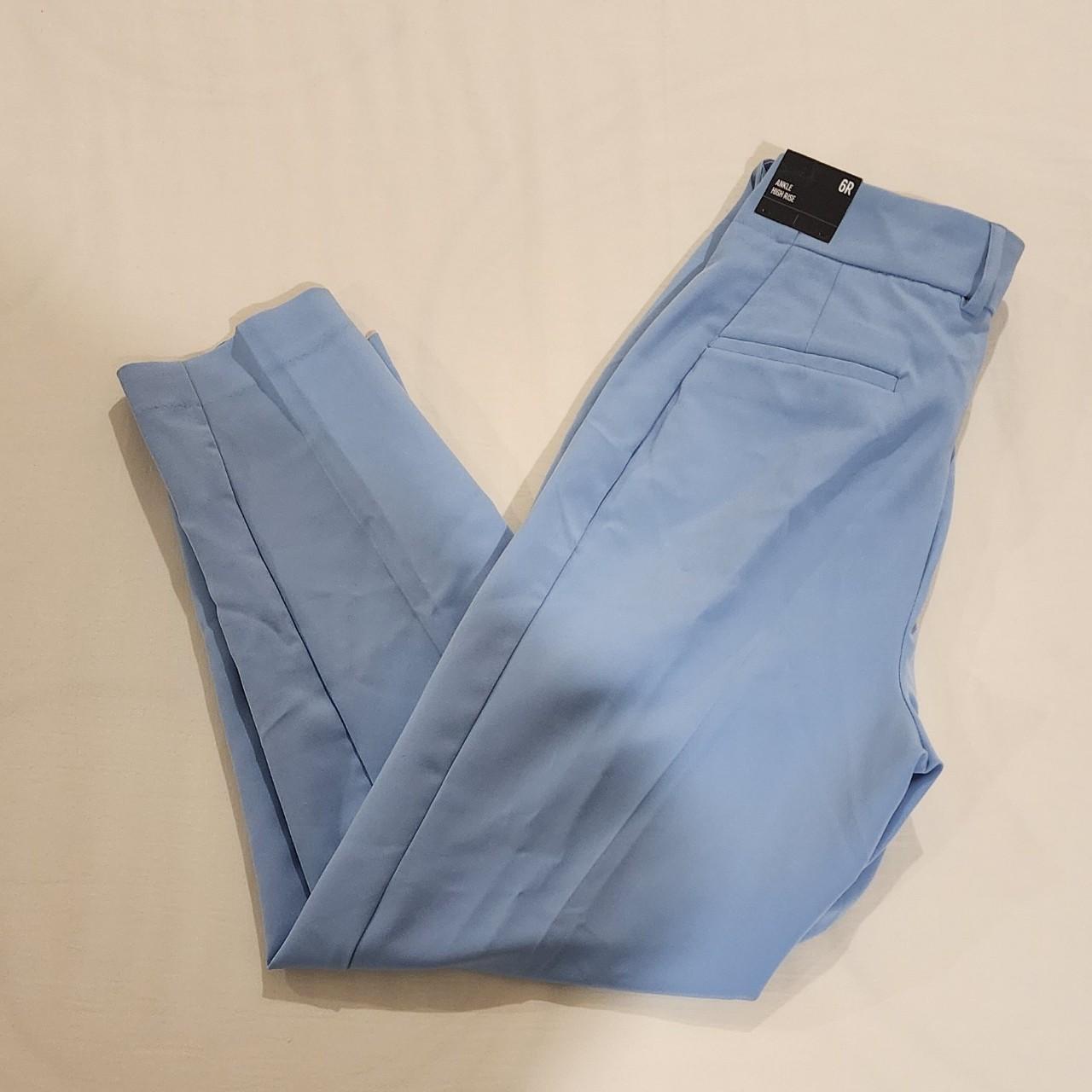 Express Sky Blue Pastel Ankle High Rise Dress Pants... - Depop