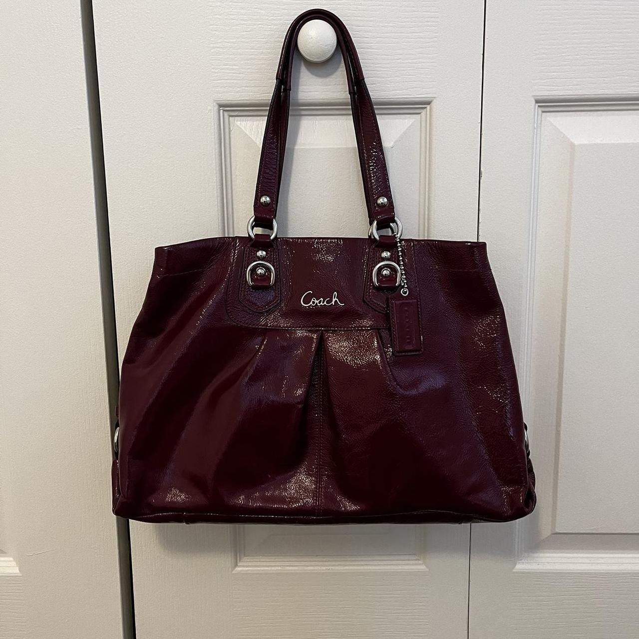 Nice size dark cherry red vintage coach purse - Depop
