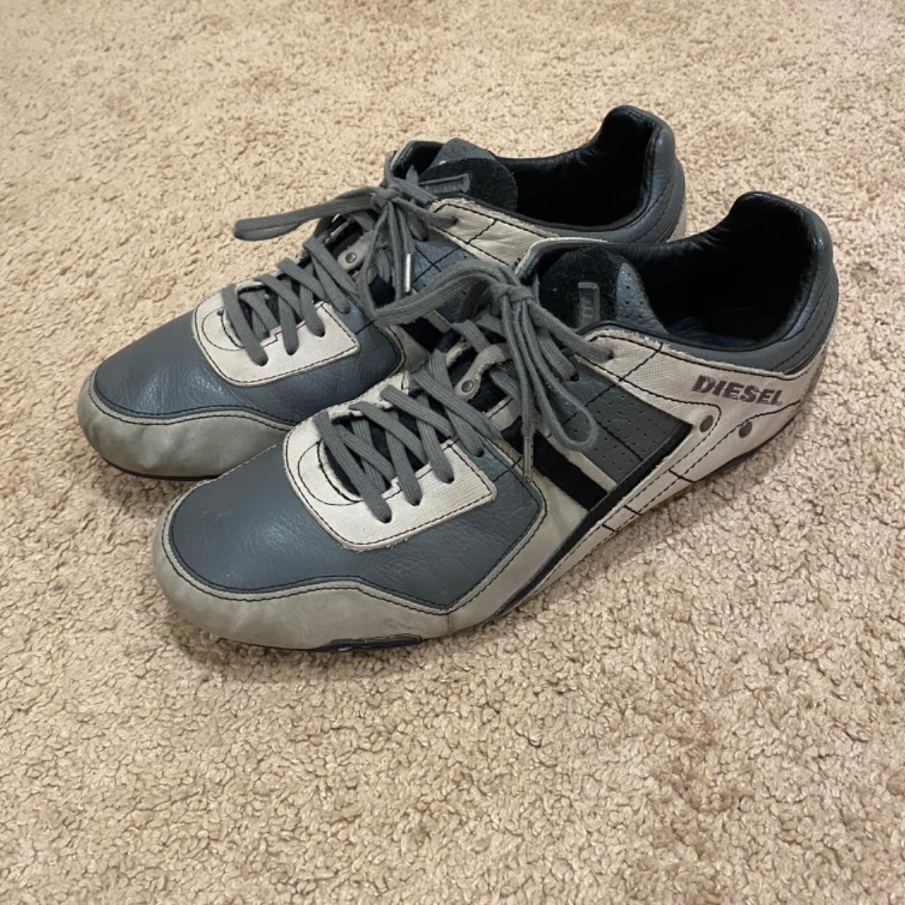 Diesel Korbin II Grey Leather Sneaker Size: Mens 12... - Depop