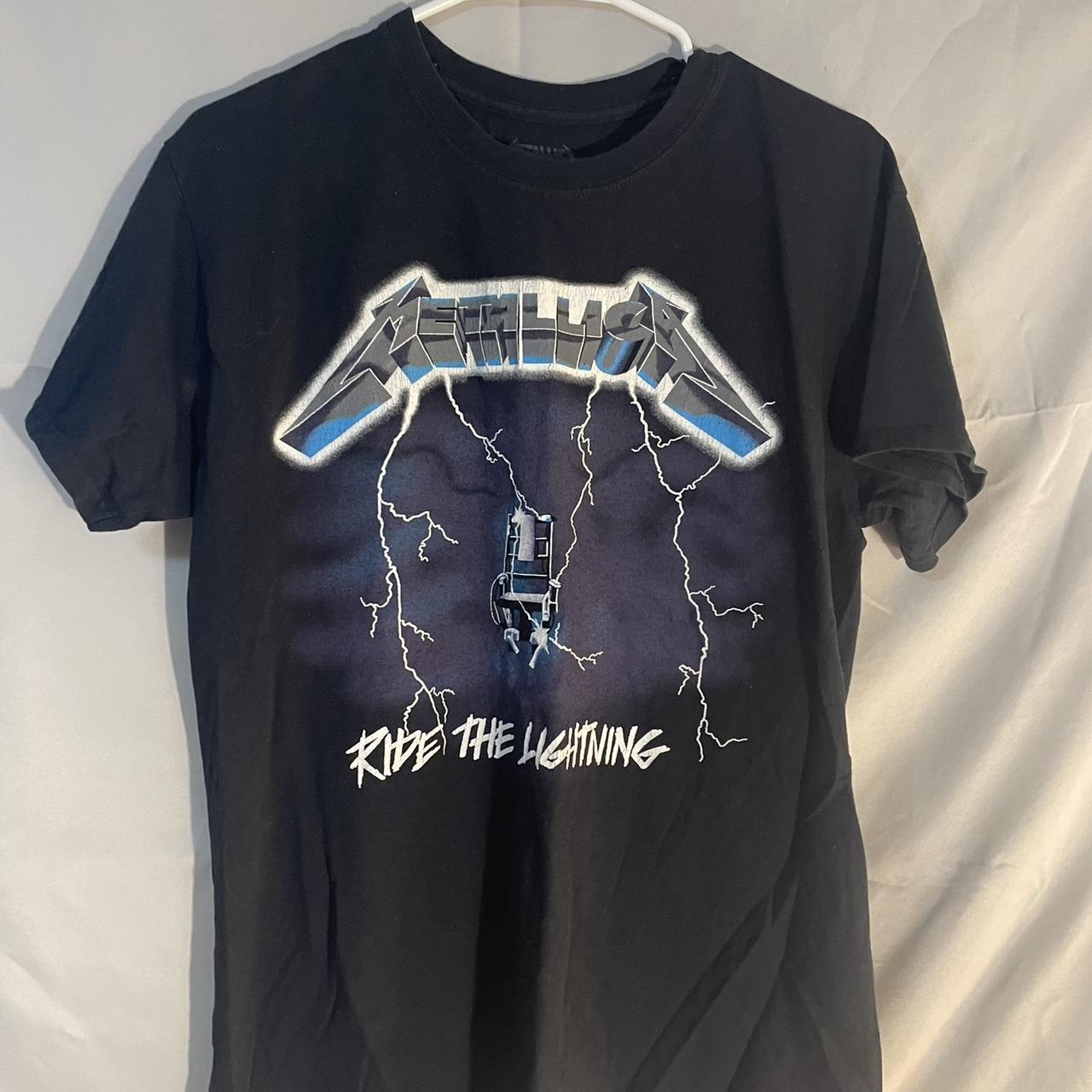 Black Metallica Ride the Lightning tour tee... - Depop