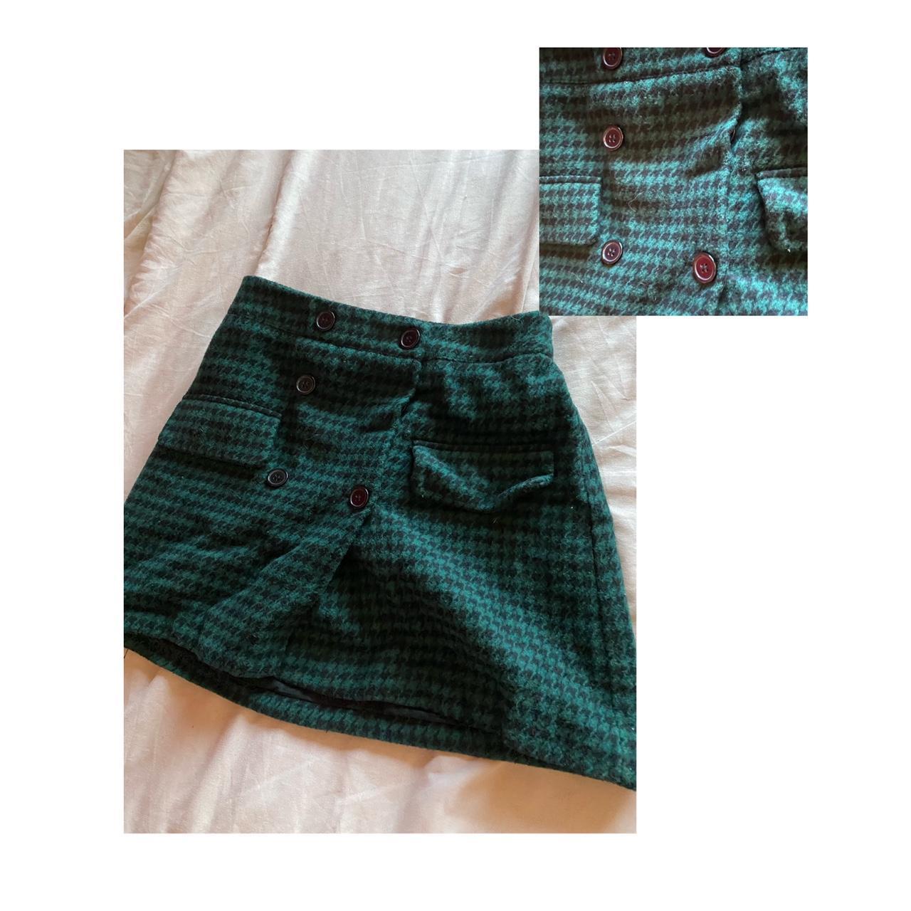 Green Plaid Mini Skirt Depop