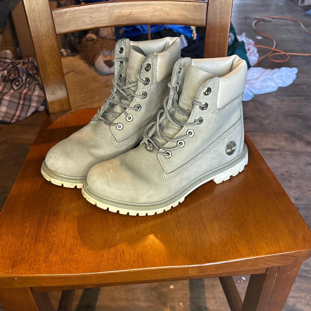 Grey timbs/size 8.5/good condition #timberland - Depop