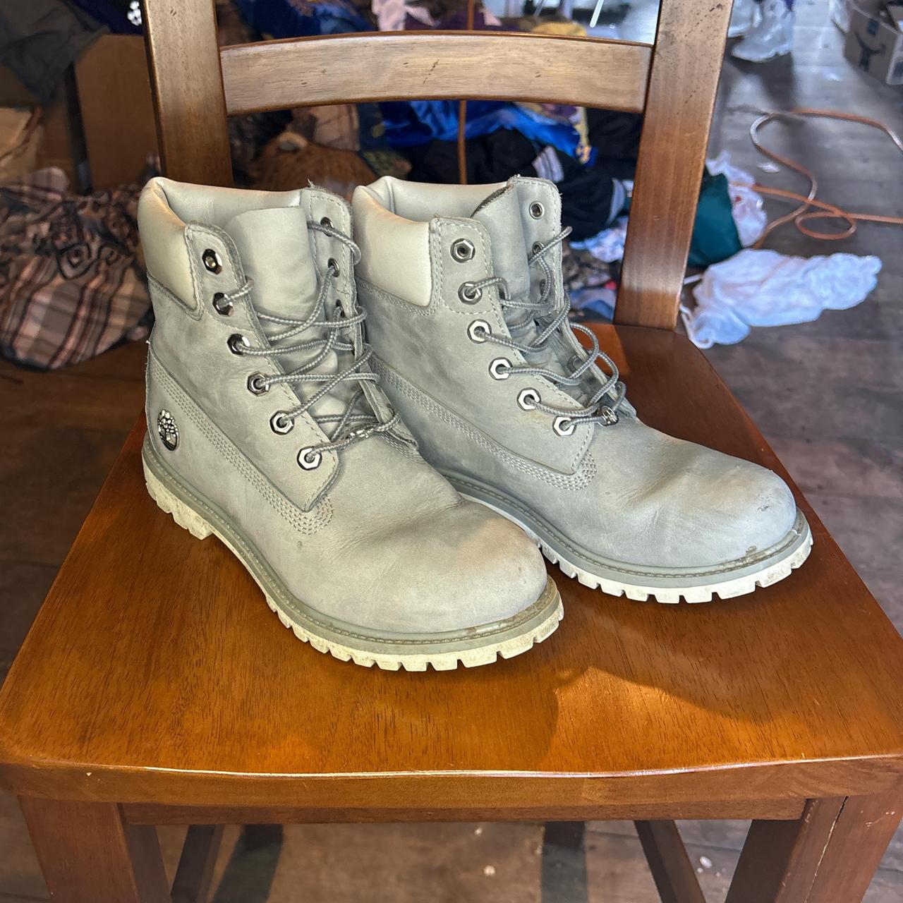 Grey timbs/size 8.5/good condition #timberland - Depop