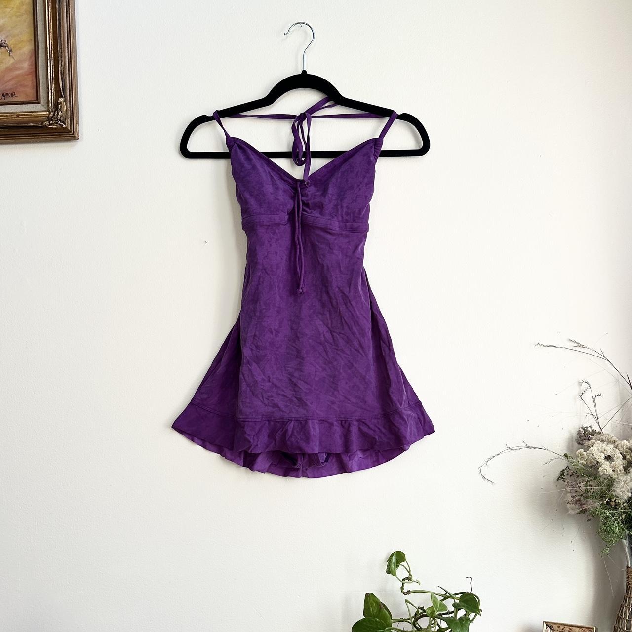 vintage purple rave dress / beach dress. Has built... - Depop