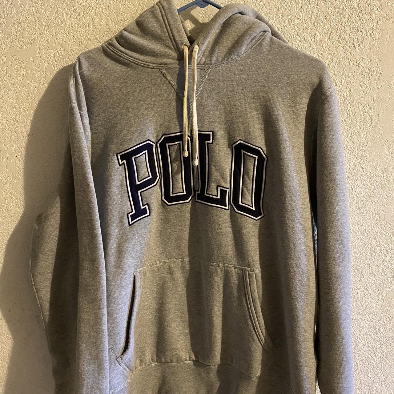 Polo Ralph Lauren Hoodie Grey Polo Logo Hoodie Size... - Depop