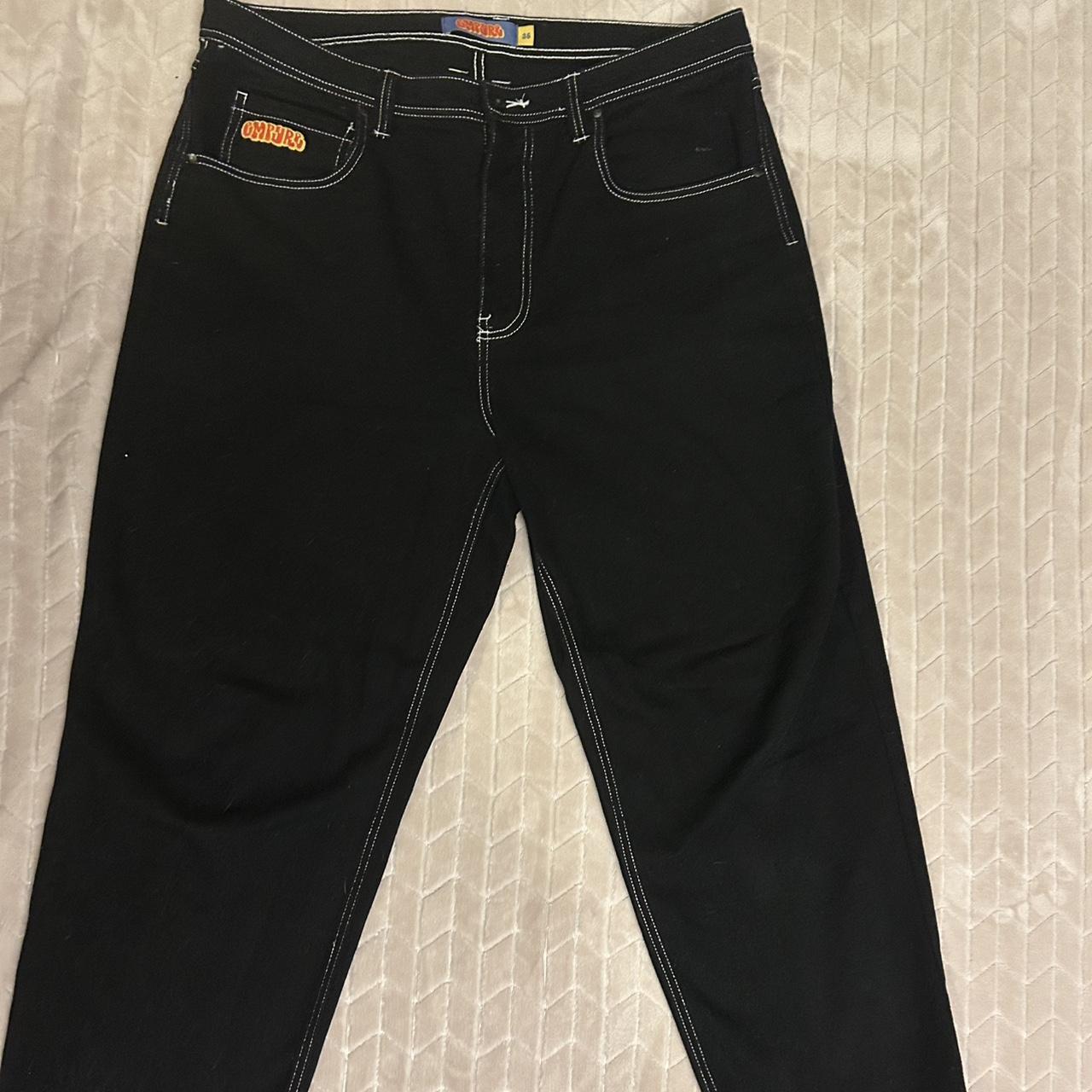 Empyre baggy black jeans white stitch size 36 | Depop