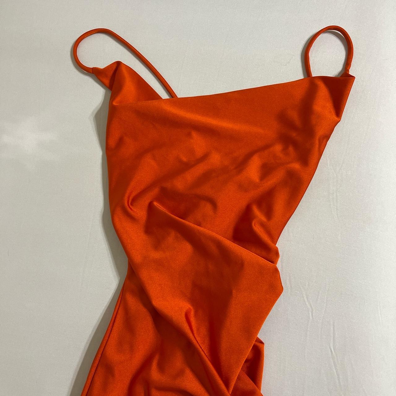 Skin Tight Orange Dress with Slit - Depop