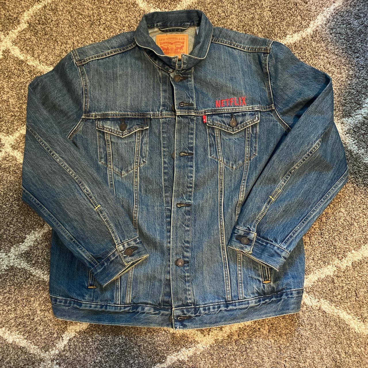 levi jacket with collaboration with netflix very... - Depop