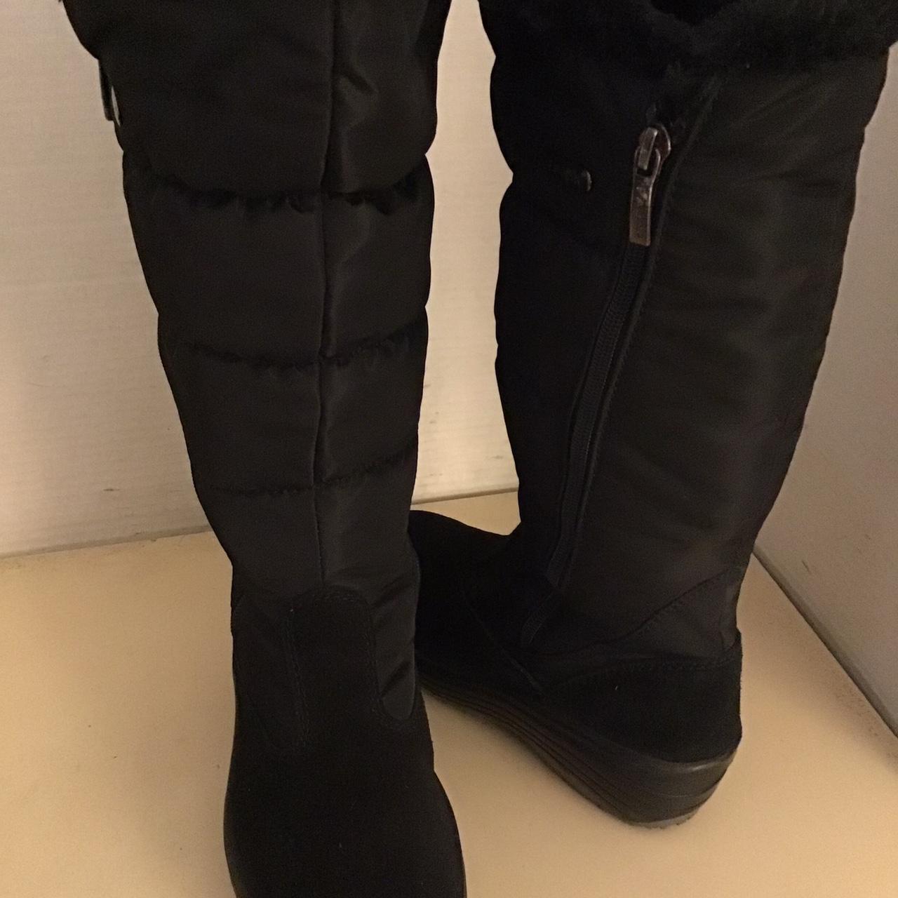 Pajar women black suede canvas tall knee high boots... - Depop