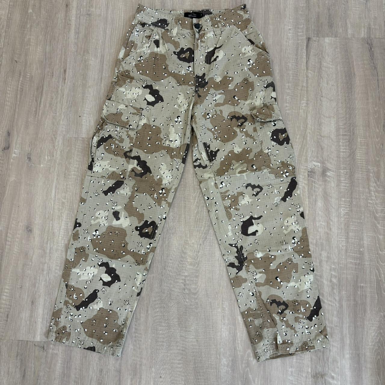 Baggy Sandy Camo Cargos Size: Tagged a 28 waist,... - Depop
