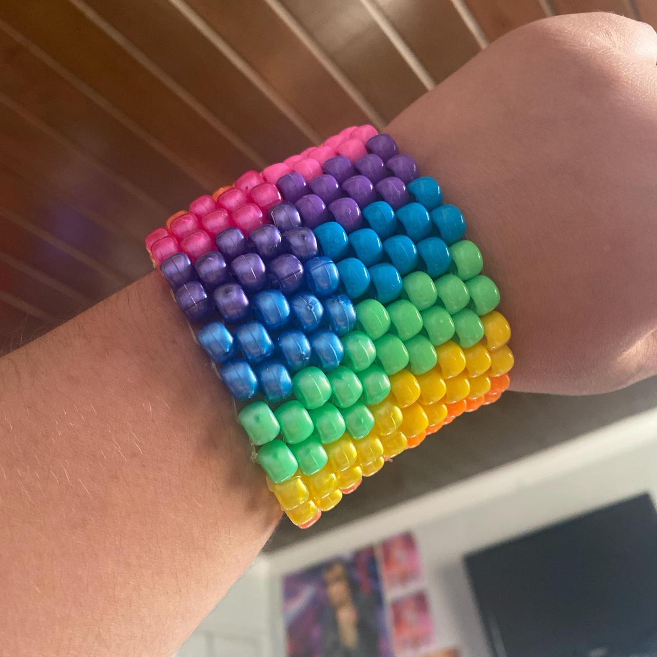rainbow rave kandi cuff -made by me