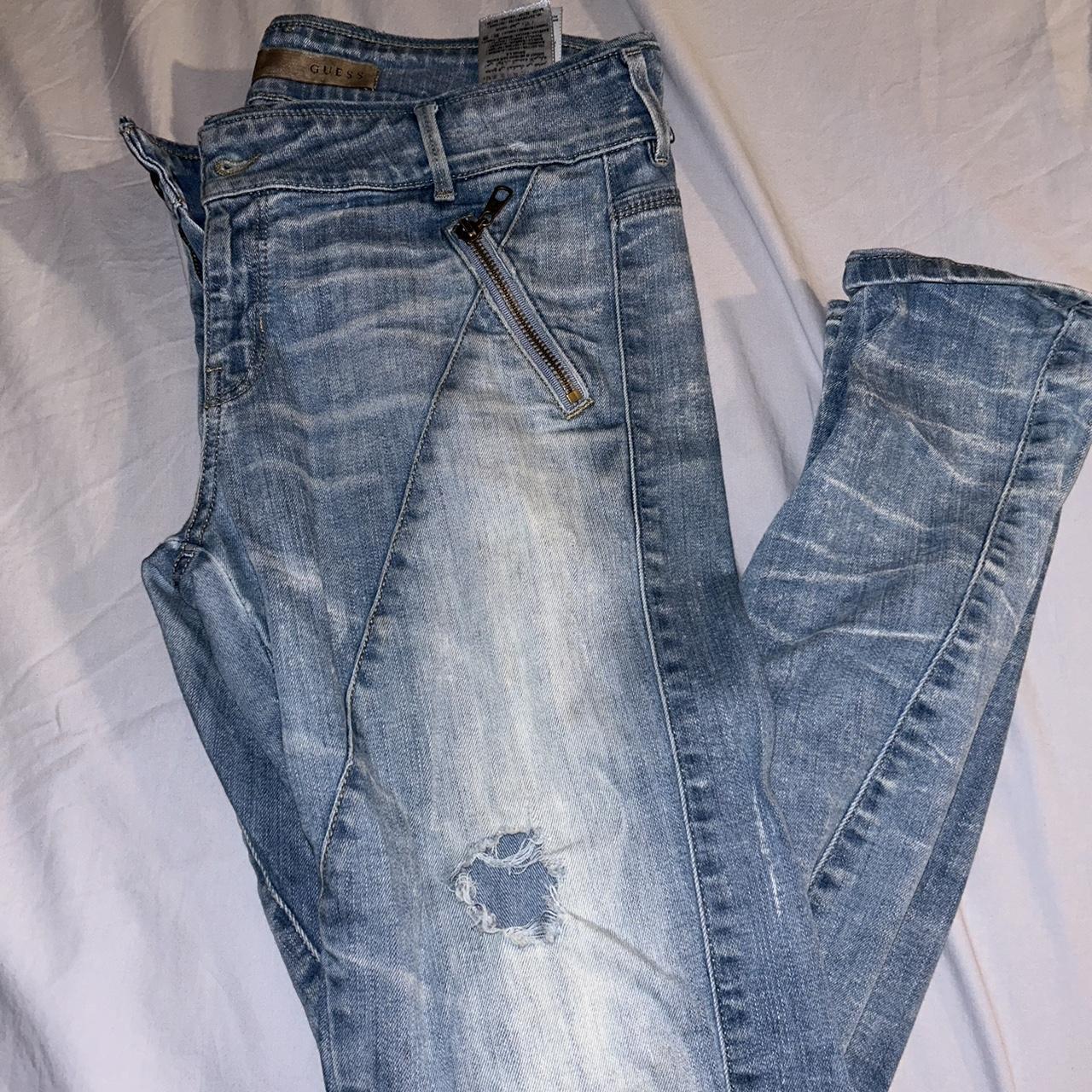 Washed blue denim women guess jeans. Size 31. Worn... - Depop
