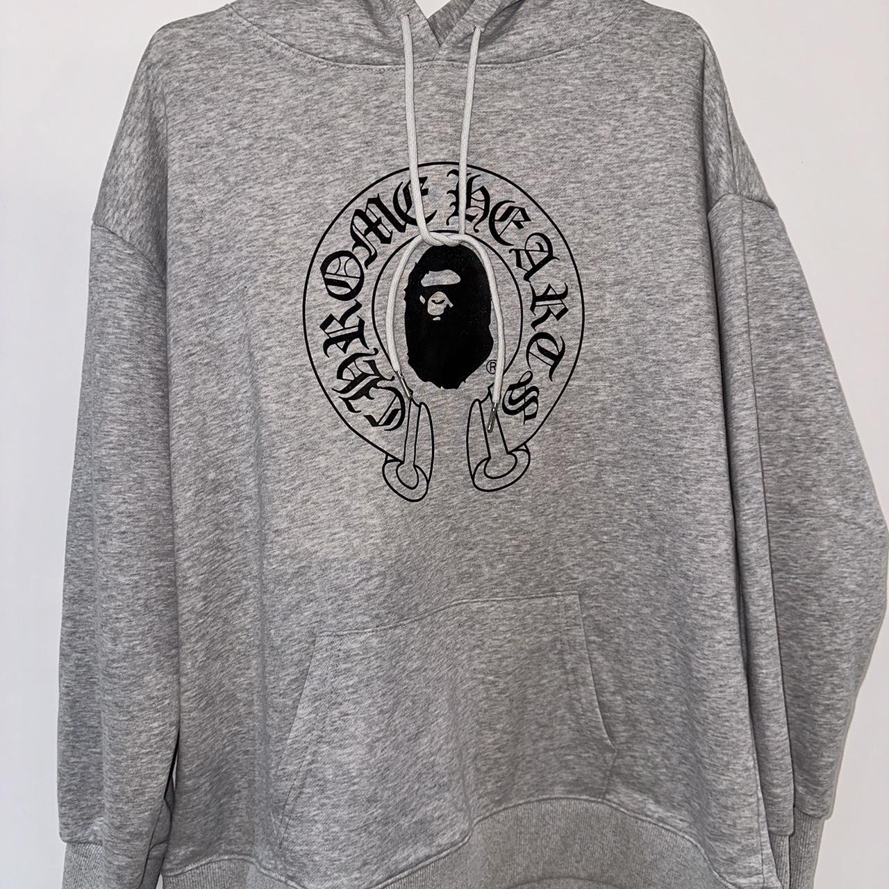 A Bathing Ape (Bape) grey Chrome Hearts Hoodie #bape... - Depop