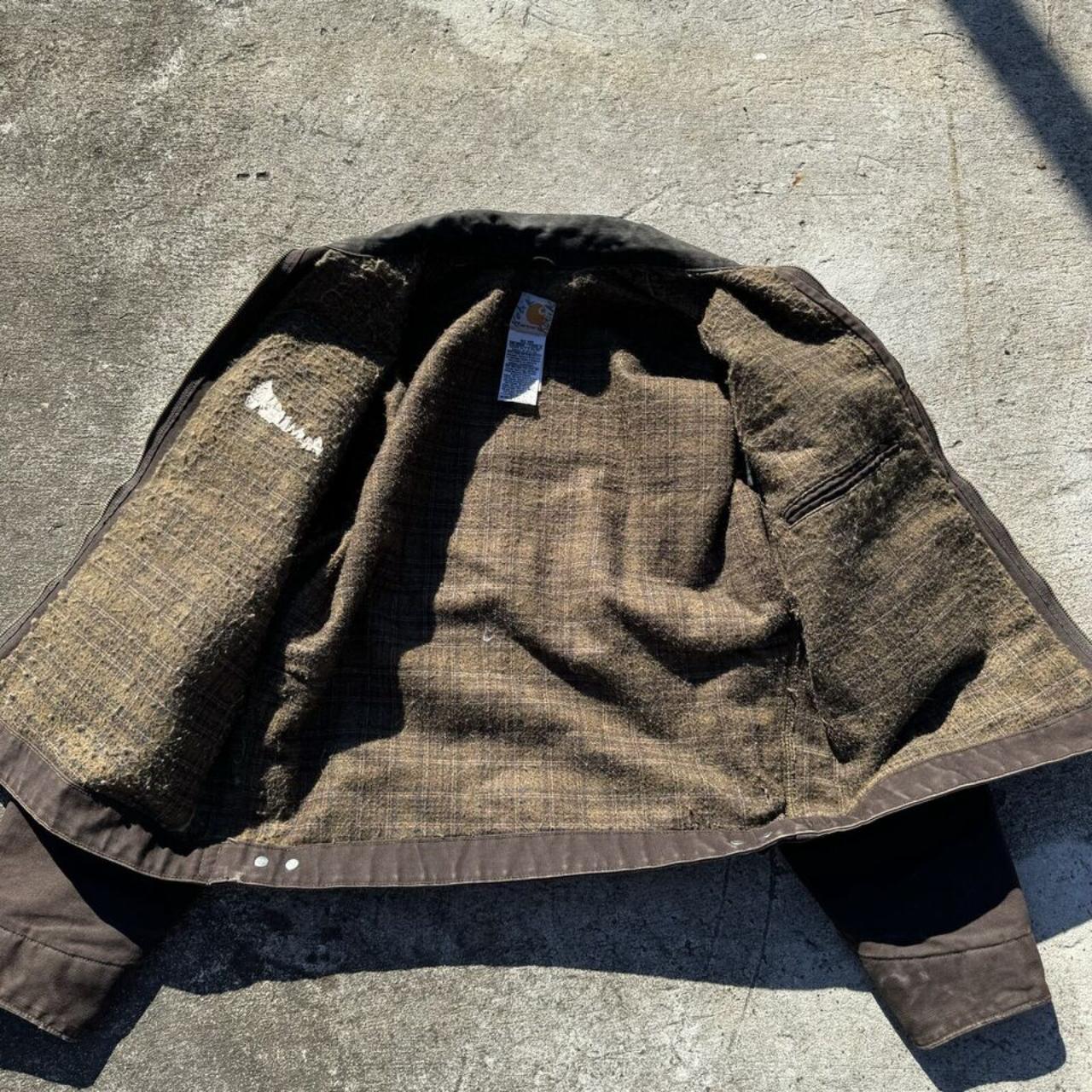 Vintage 90s Carhartt Detroit Mocha Brown Jacket... | Depop