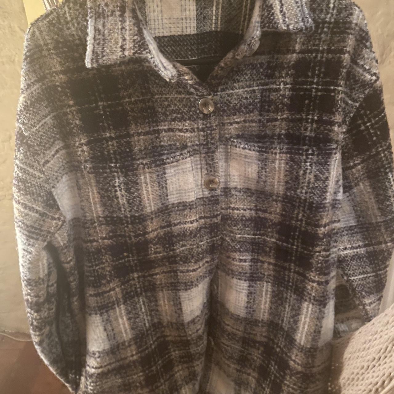 Black, grey and blue Rhythm shacket Size AUS 10... | Depop