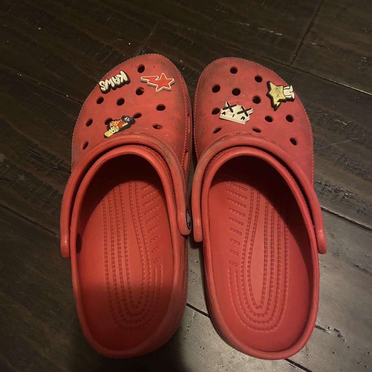 Red crocs Comes with charms Has cat bite marks... - Depop