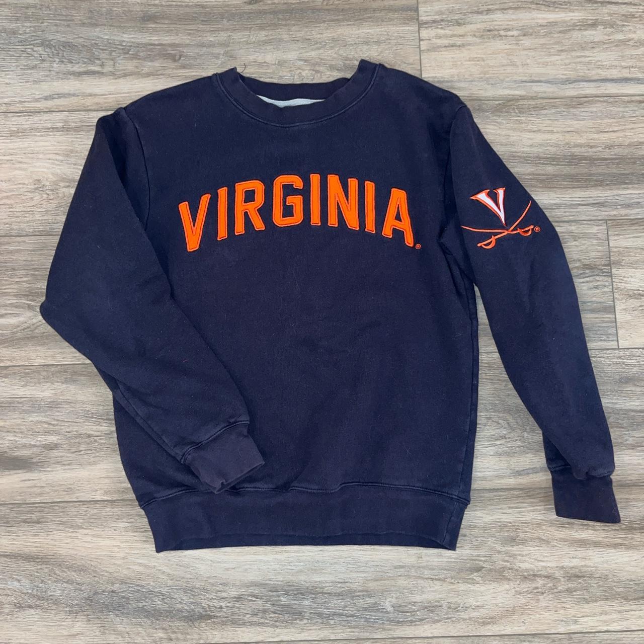 Vintage Virginia sweatshirt. Navy and orange OPEN... - Depop
