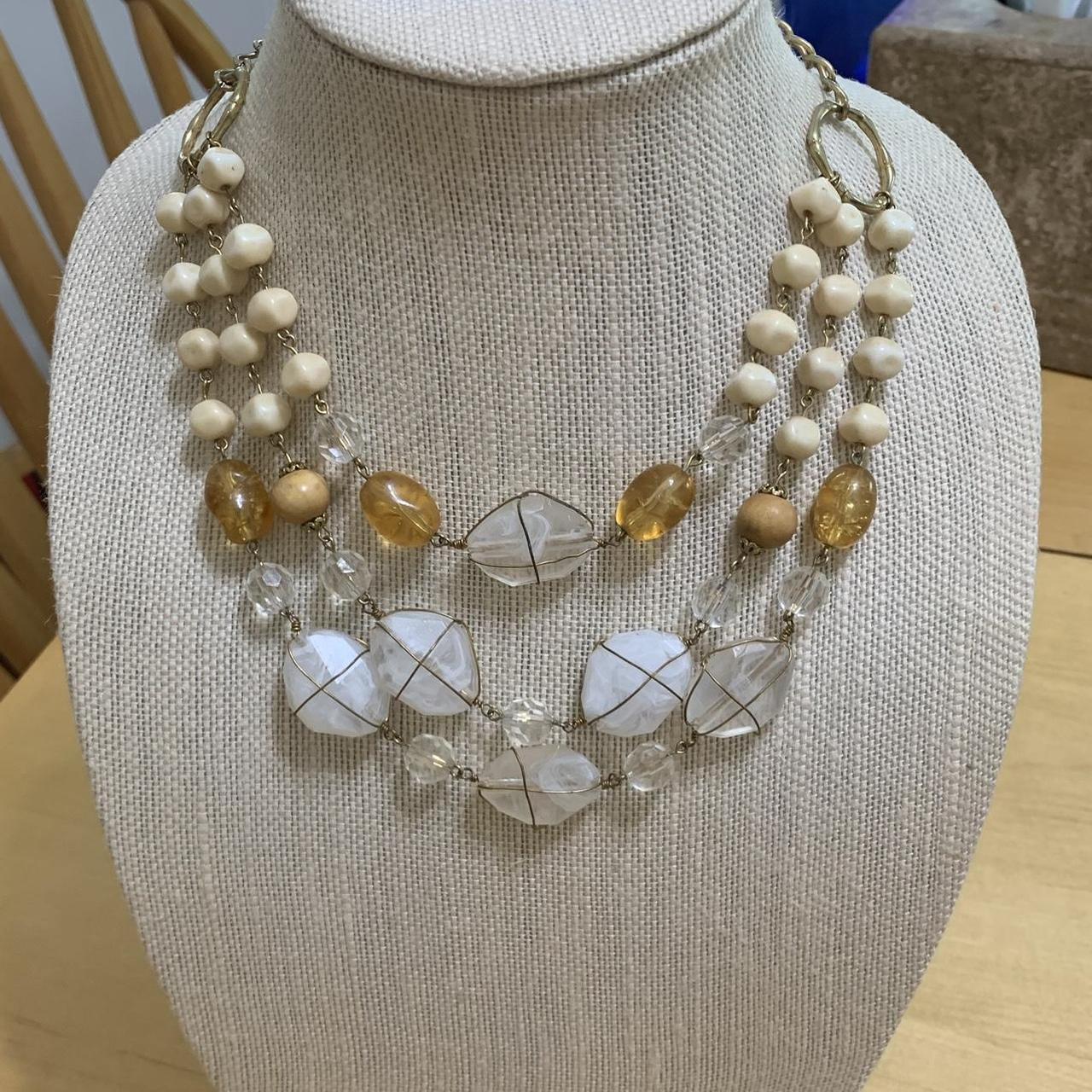 Beautiful Robert Rose Necklace 3 Strand Statement. Depop