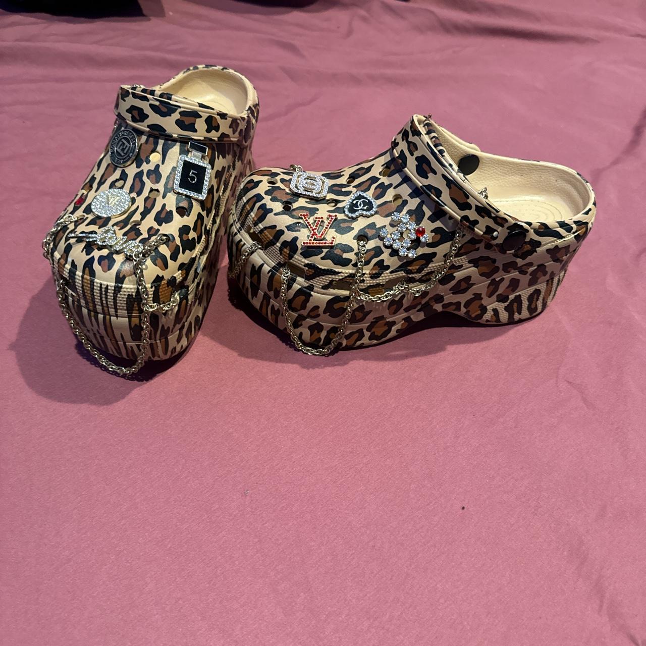 Cheetah Print Clogs with really cute charms🥰 - Depop