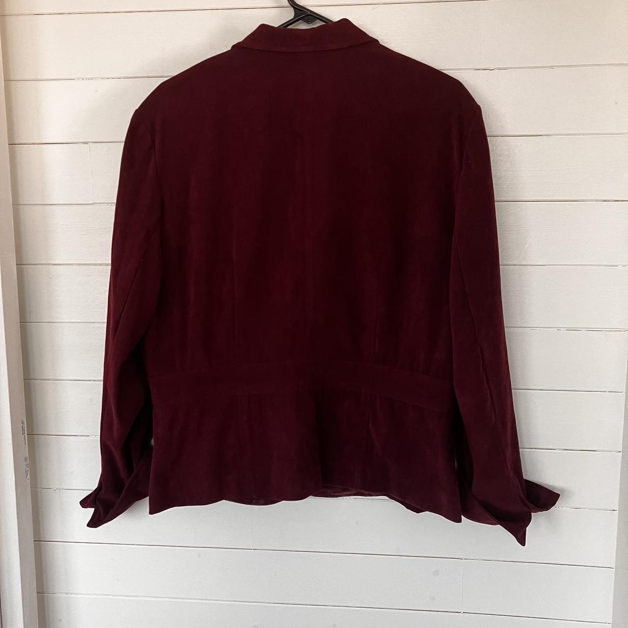 Vintage Y2K berry colored jacket. Suede like fabric.... - Depop