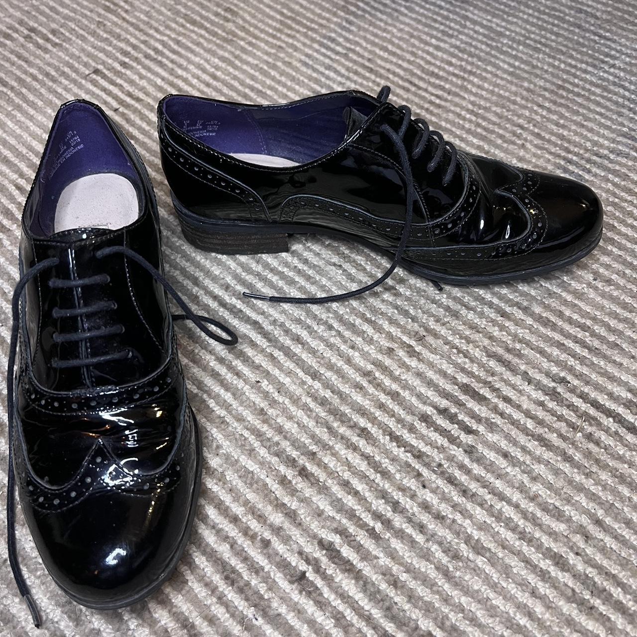 Clark’s black patent real leather brogues GREAT... - Depop