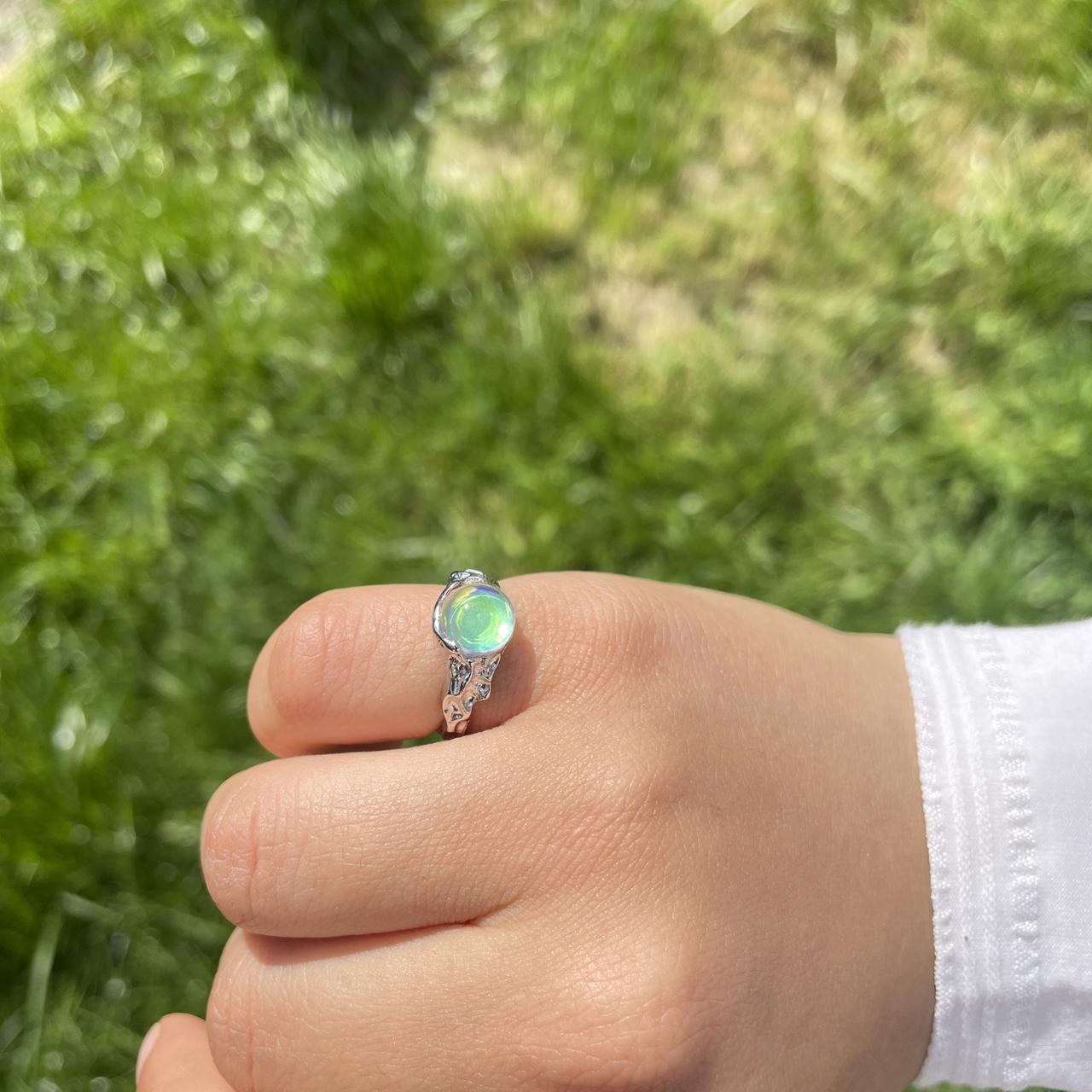 Shiny Moonstone ring Brand new Adjustable - Depop