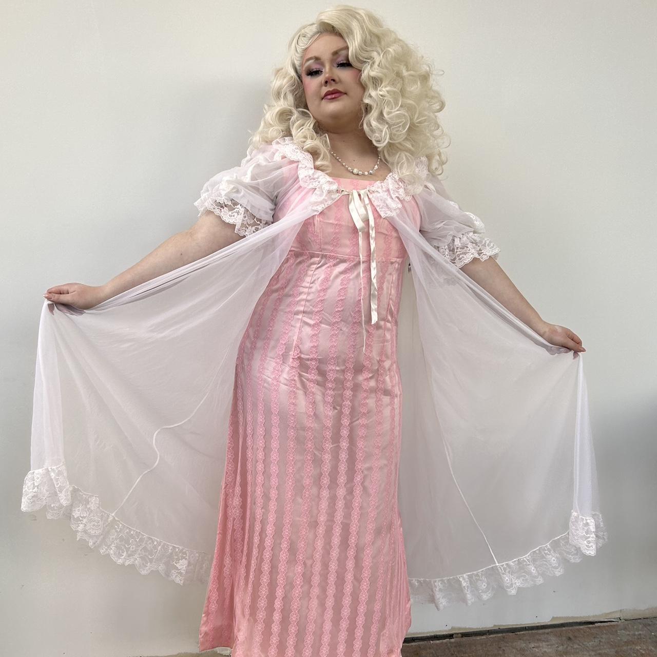 Vtg. 70s 80s White Lace Ruffle Chiffon Bridal... - Depop