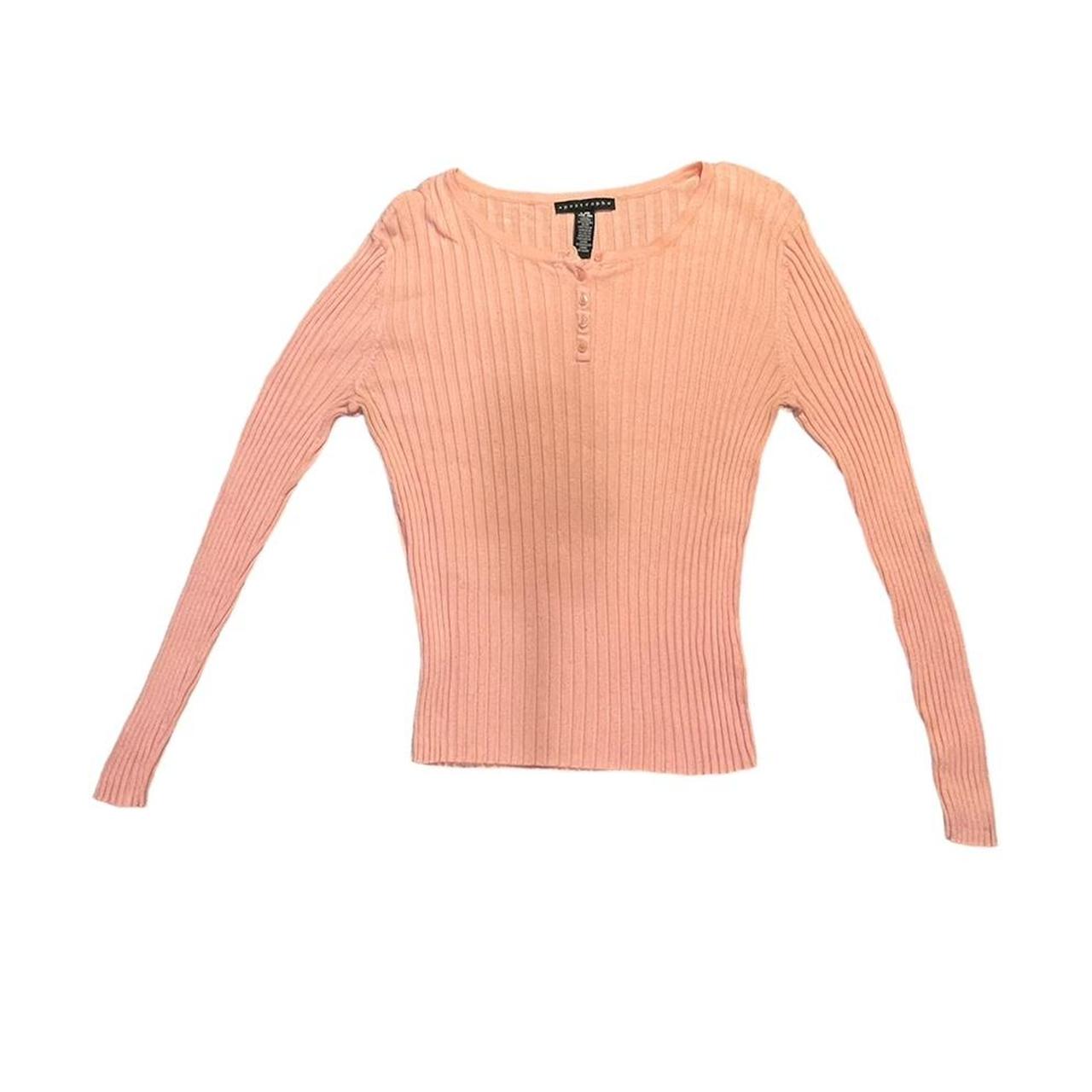 vintage apostrophe pink form fitting sweater - Depop