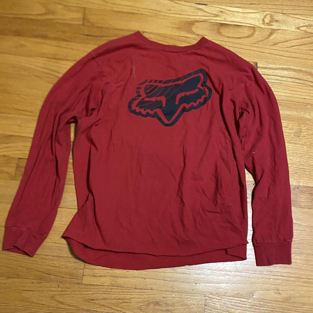 Medium Red fox racing long sleeve shirt - Depop